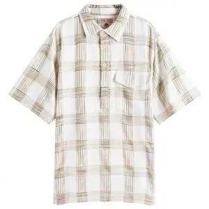 DUBBLEWARE Dobby Check Pullover Shirt - White