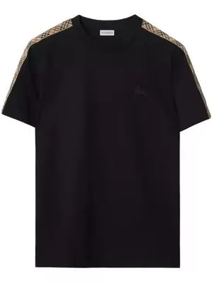 Burberry Check Trim Cotton T-shirt - Black