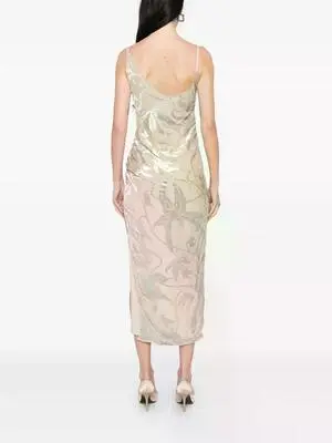 MUGLER Floral-velvet Asymmetric Gown - Neutrals