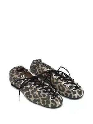 GANNI Leopard-print Denim Ballet Flats