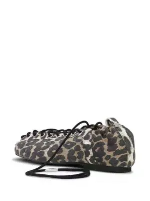 GANNI Leopard-print Denim Ballet Flats