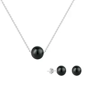 DONATELLO GIAN Name' Sterling Silver Shell Pearl Jewelry Set - Black