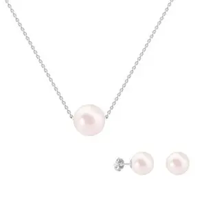 DONATELLO GIAN Name' Sterling Silver Shell Pearl Jewelry Set - Pink