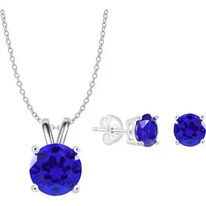 DONATELLO GIAN Name Sterling Silver Necklace And Stud Earrings Set - Blue