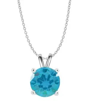 DONATELLO GIAN Name Sterling Silver Round Gemstone Necklace - Blue Topaz