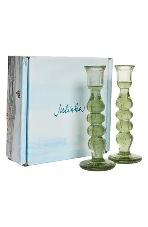JULISKA Provence Set Of 2 Candlesticks - Basil