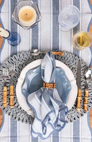JULISKA Straw Loop Oval Placemat - Chambray