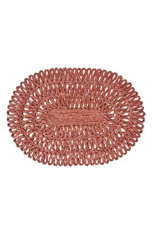 JULISKA Straw Loop Oval Placemat - Coral