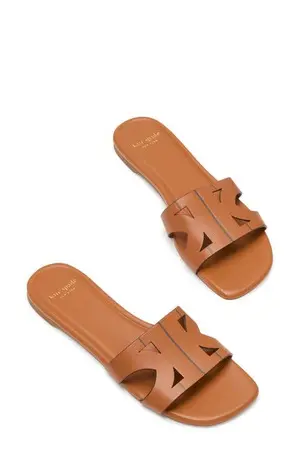 Kate Spade New York Duo Smooth Leather Slide Sandal - Saddle