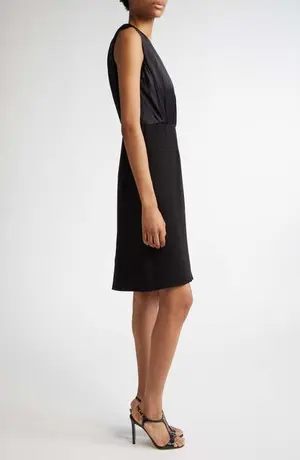 Max Mara Vittor Pleated Overlay Cady Dress - Black