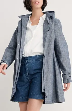 SEASALT CORNWALL Cloudburst Waterproof Organic Cotton Coat - Light Wash Wave