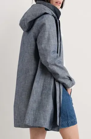 SEASALT CORNWALL Cloudburst Waterproof Organic Cotton Coat - Light Wash Wave