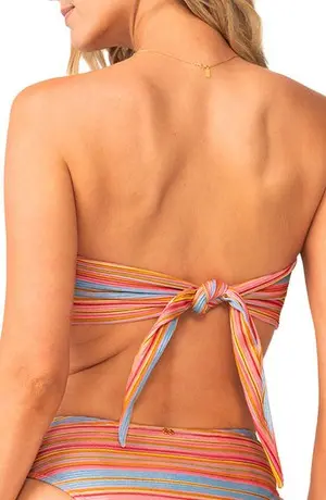PQ Metallic Stripe Strapless Bikini Top