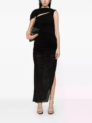 MUGLER Draped Backless Gown
