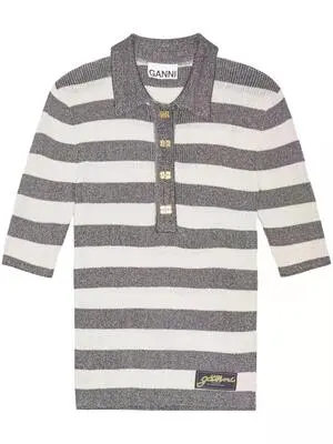 GANNI Striped Top - Grey