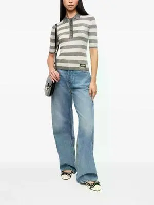 GANNI Striped Top - Grey