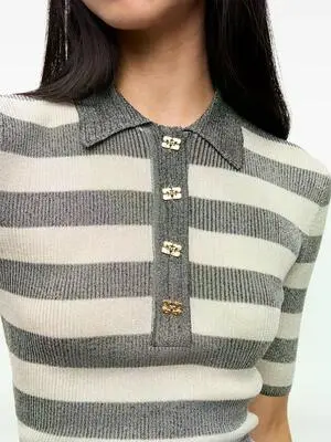 GANNI Striped Top - Grey