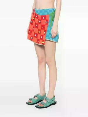 YANYAN Embellished Check Wrap Mini Skirt