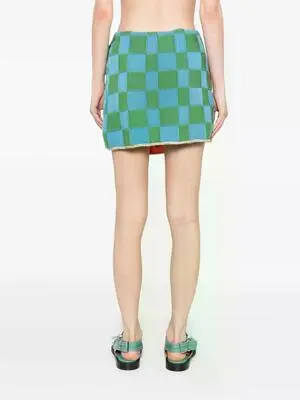 YANYAN Embellished Check Wrap Mini Skirt