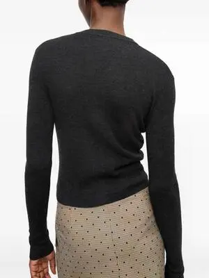 GANNI Logo Embroidered V-neck Cardigan - Black