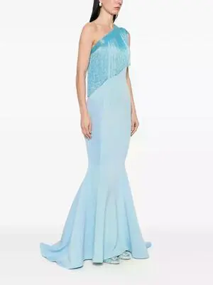 AAVVA One-shoulder Fringe Gown