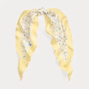 Ralph Lauren Floral Silk Diamond Scarf - Lemon Sorbet