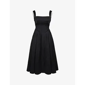 Satin Fit and Flare Midi Dresses