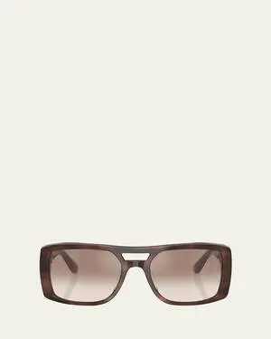 Brunello Cucinelli Bc4012s Square Acetate Sunglasses - Brown Gradient