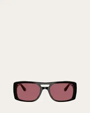 Brunello Cucinelli Brunello Cucinelli BC4012S Square Acetate Sunglasses Violet