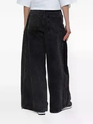 Adidas Zip-detail Wide-leg Jeans - Black