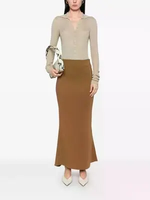 STYLAND Crepe Maxi Skirt - Brown