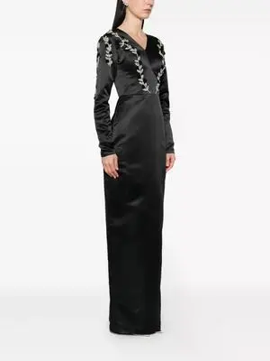 AAVVA Embroidered-detail Satin Gown