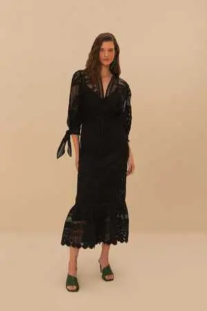 Morada Boa Guipure Maxi Dress