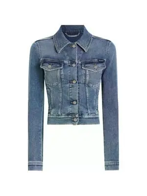 Dolce & Gabbana Logo-plaque Denim Jacket - Blue