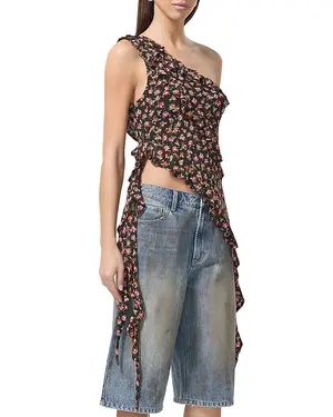 AFRM One-shoulder Ruffle Top