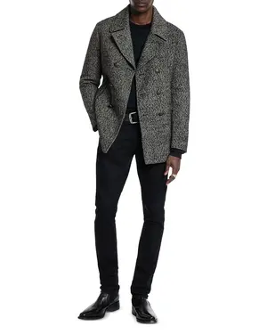 John Varvatos Harden Regular Fit Double Breasted Wool Pea Coat