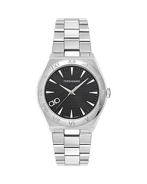 FERRAGAMO Vega Upper East Watch, 40mm - Black/silver