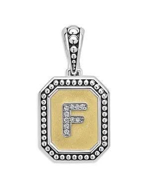 Lagos Sterling Silver And 18k Yellow Gold Diamond Initial Charm - F