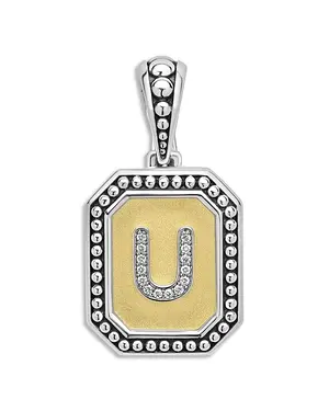 Lagos Lagos Sterling Silver And 18K Yellow Gold Diamond Initial A Charm U