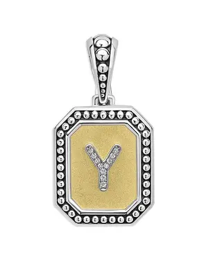 Lagos Lagos Sterling Silver And 18K Yellow Gold Diamond Initial A Charm Y