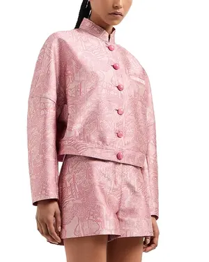 Emporio Armani Landscape Tonal Print Shiny Jacquard Shorts - Pink