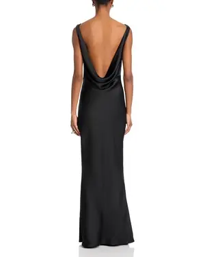 Norma Kamali Sleeveless Low Back Draped Gown - Black