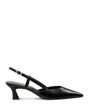 STUART WEITZMAN Vinnie 50 Slingback Kitten Heels Black Basic