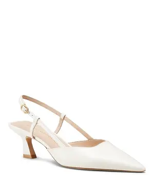 STUART WEITZMAN Vinnie 50 Slingback Kitten Heels - Cream