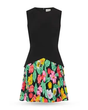 MILLY Haddy Rosette Tulip Dress - Black Multi