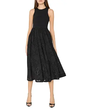MILLY Embroidered Eyelet Dress - Black