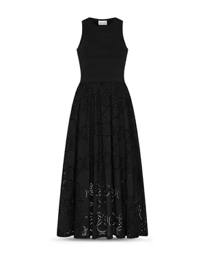 MILLY Embroidered Eyelet Dress - Black