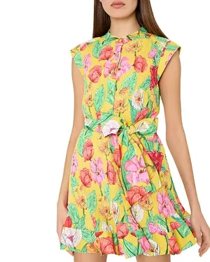 MILLY Joan Tulip Rosette Pleated Dress