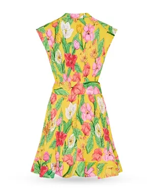 MILLY Joan Tulip Rosette Pleated Dress