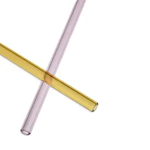 KOSTA BODA Sipsavor Glass Straws, Set Of 2 - Pink/yellow